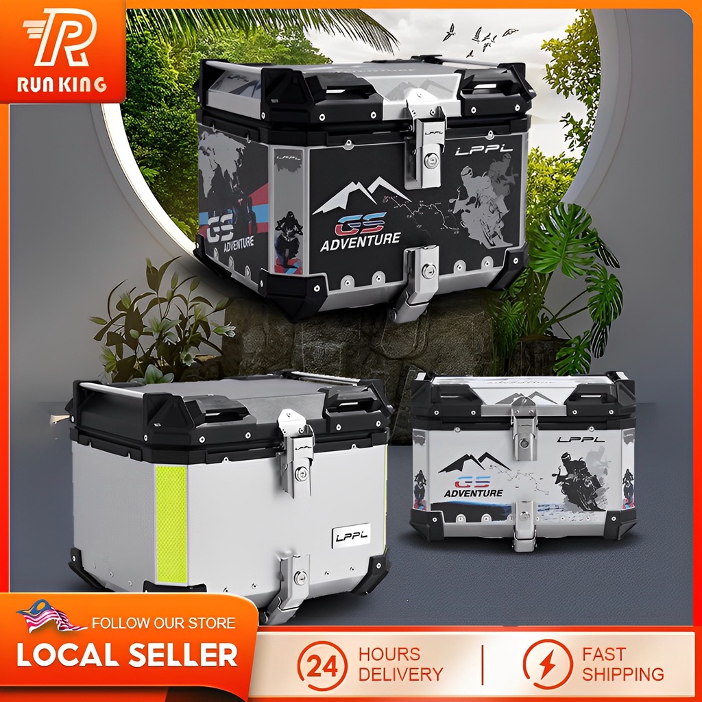 Motorcycle Top Box 45L Waterproof Rack Aluminum Safety Lock for Bicycle ...