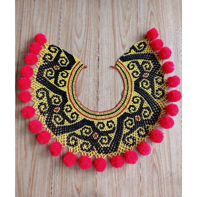 Pompom Lotus Pompom Tango/ Adult Women's Beaded Vest/ typical of Dayak ...