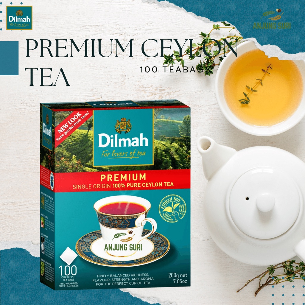 Dilmah Premium Ceylon Tea 100 Tea Bags Teh Ceylon Grey Tea English ...