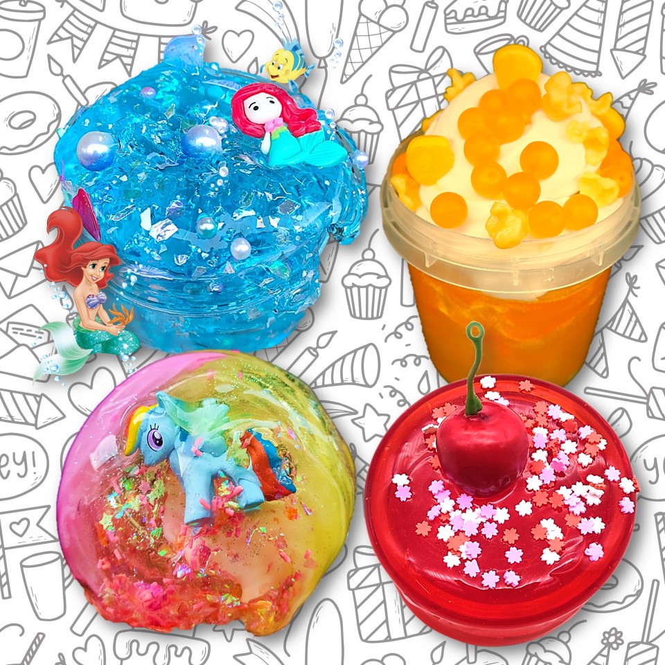 BIRTHDAY SURPRISE GIFT SLIME SET CHARM PONY OF 4 BUNDLE / BIRTHDAY GIFT ...