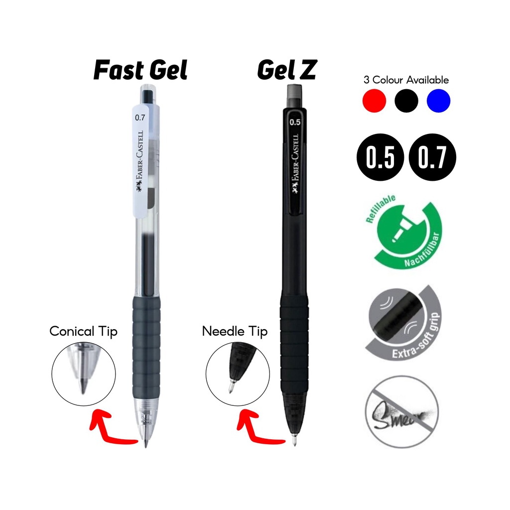 Faber-Castell Fast Gel / Air Gel / Fast Gel Z Pen / Retractable Gel Pen ...
