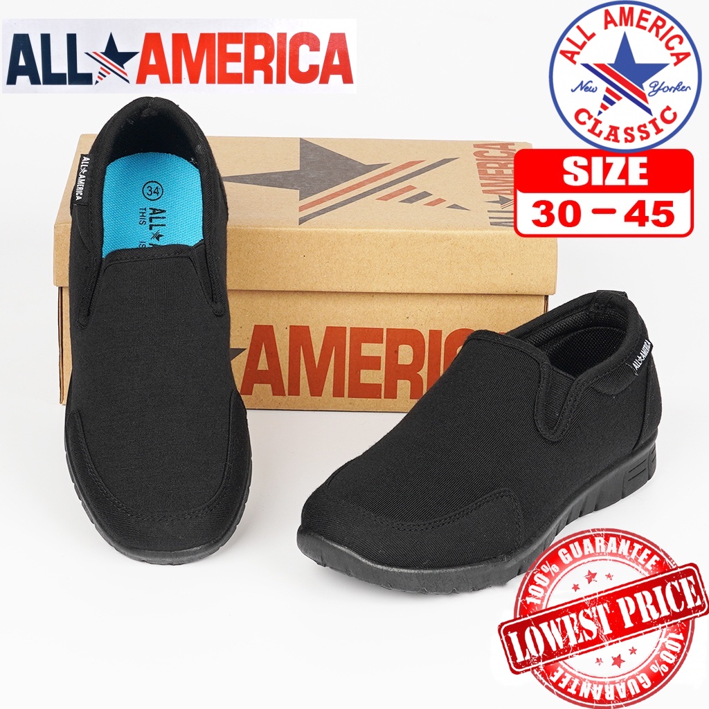 ALL AMERICA Secondary Student Black School Shoes Slip On | All American ...