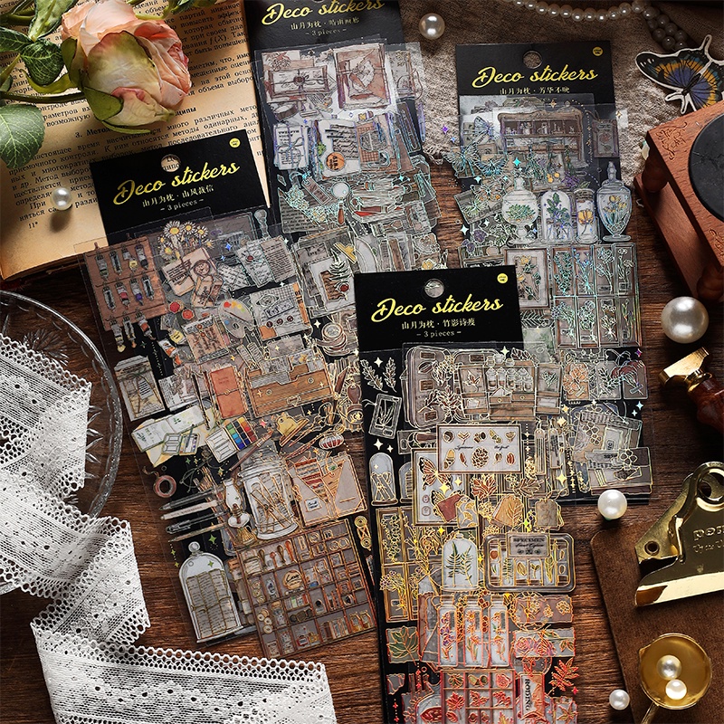 Journamm 3pcs/pack 3D Gilding Craft Stickers PET Materials DIY Cut ...