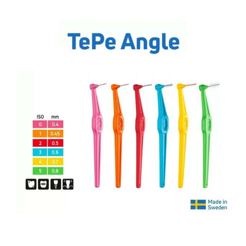 TePe Angle Long Handle Teppe Interdental Brush (Pack Of 6 6 Sizes ...