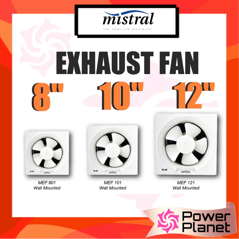 Mistral Exhaust Fan Wall-mount 8" 10" 12" ( MEF801/ MEF101 / MEF121 ...