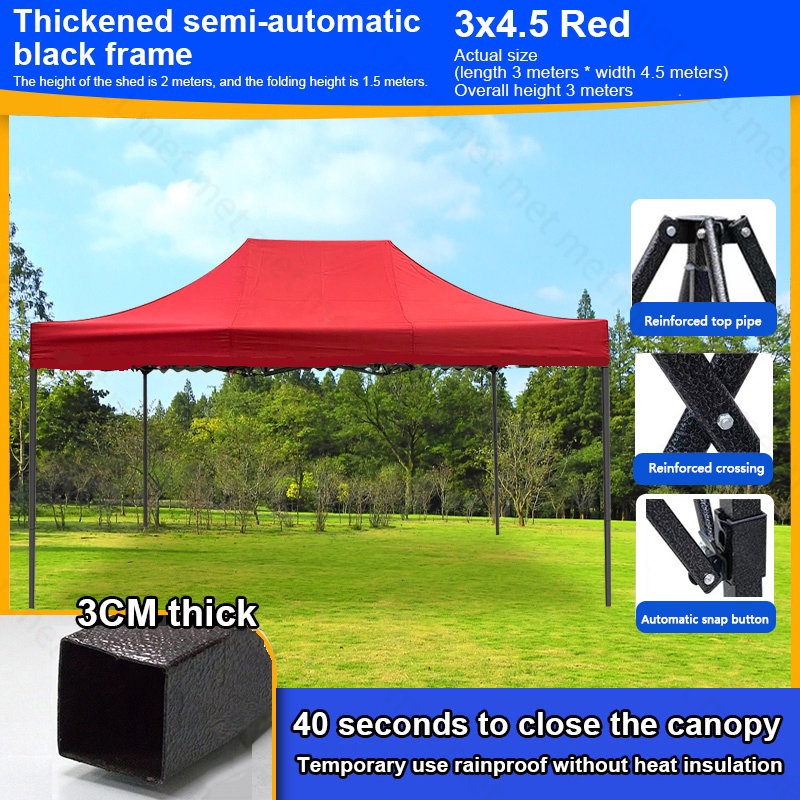 kain khemah 10x10 Feet Full Set Roof 3x3m Foldable Canopy Tent Night ...