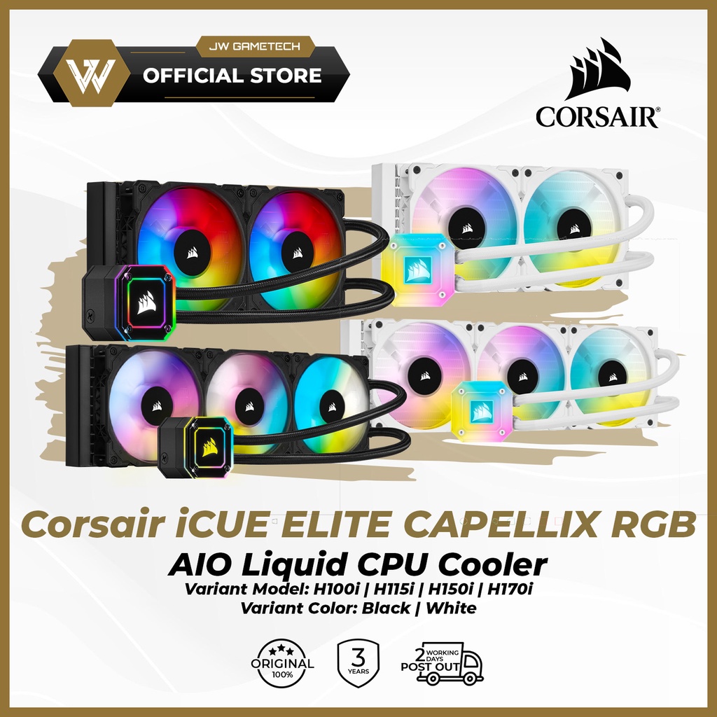 Corsair iCUE H100i H115i H150i H170i ELITE CAPELLIX RGB AIO Liquid CPU ...