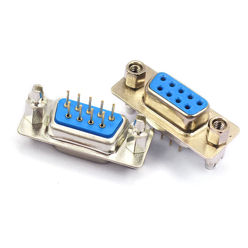 10pcs DP9 9 Pin Male/Female Blue Straight Pin DB9 D-sub PCB Mount RS232 Serial Port Connector ...