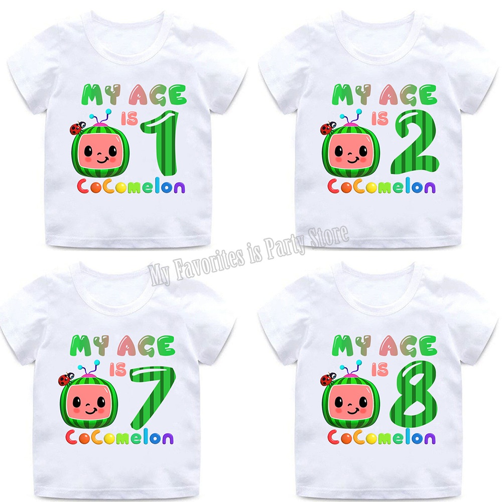 Cocomelon Baby Summer Clothes Infant Boy Girl Birthday Number Green T ...