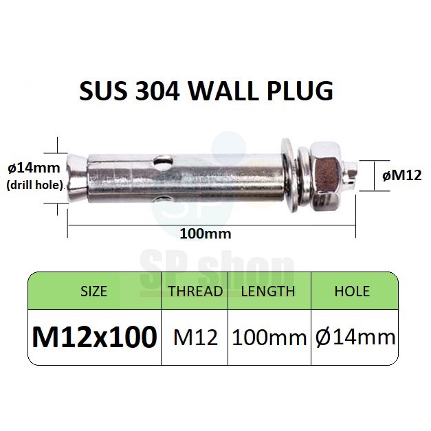 M6 M8 M10 M12 Wall Plug 304 Stainless Steel Sleeve Anchor Bolt for ...