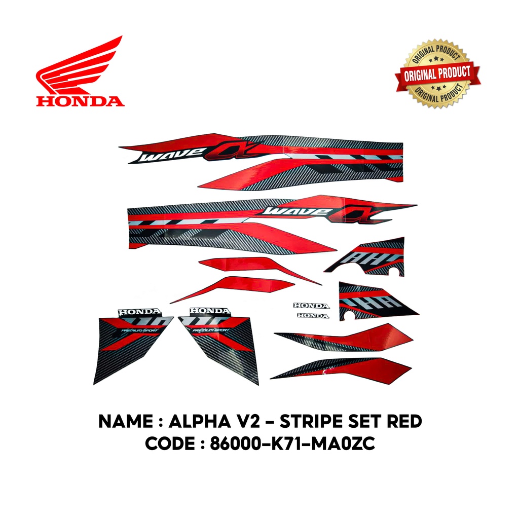 HONDA ALPHA V2 Stripe Set Red 86000-K71-MA0ZC | Shopee Malaysia