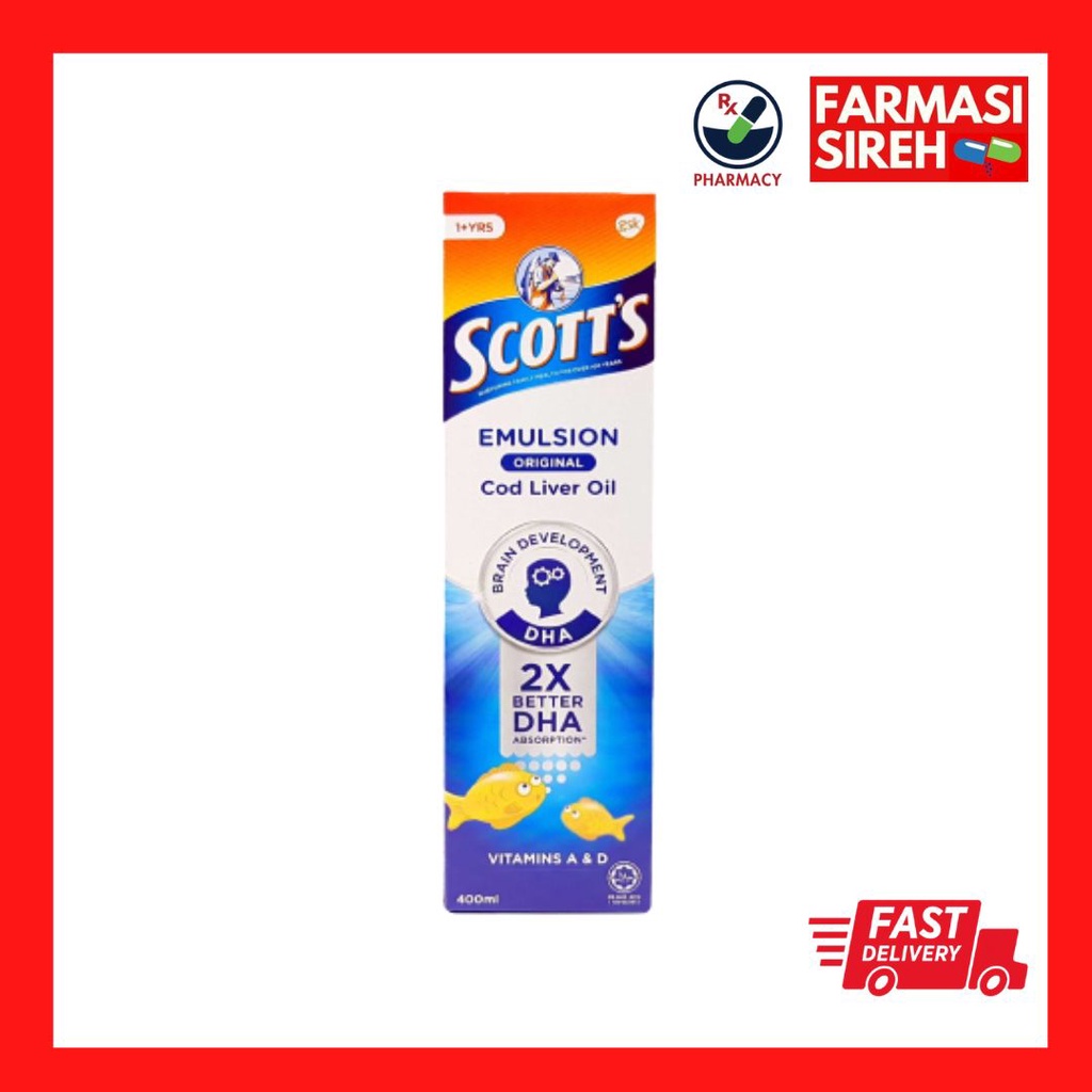 Scott's Emulsion Cod Liver Oil, DHA & EPA, Vitamin A & D, Calcium ...