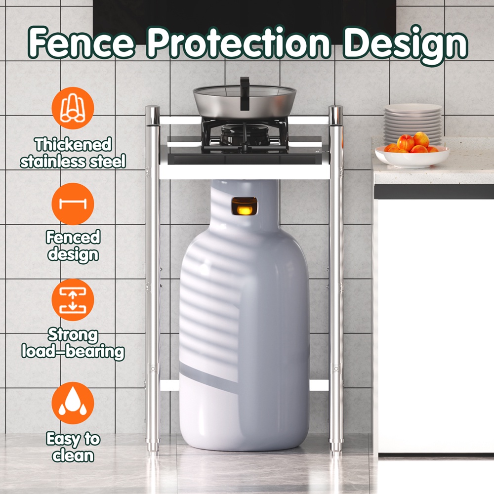 Rak Dapur Gas Stainless Steel 2 Tier Kitchen Stove Rack with Fence Meja ...