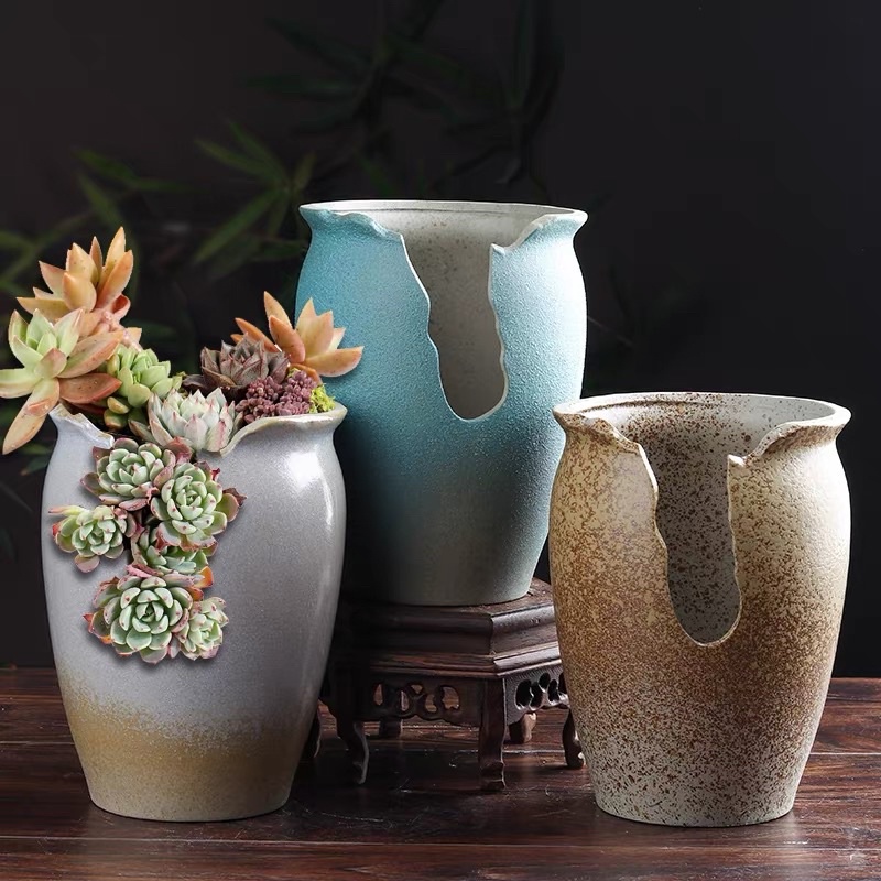 C301 Succulent Pot Cactus Pot Ceramic Pot 陶瓷花盆 多肉花盆 缺口盆 老桩盆 Pasu ...