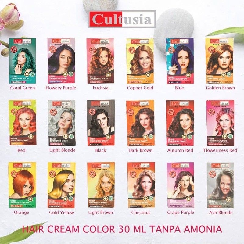 Cultusia Hair Color Halal Permanent Dye Colour Cat Pewarna Rambut ...