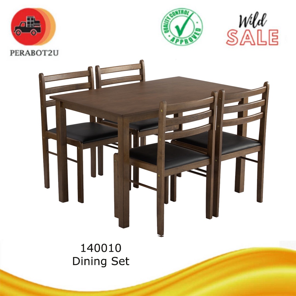 P2U 1+4 Solid Wood Dining Set / Set Meja Kerusi Makan / Dining Table ...