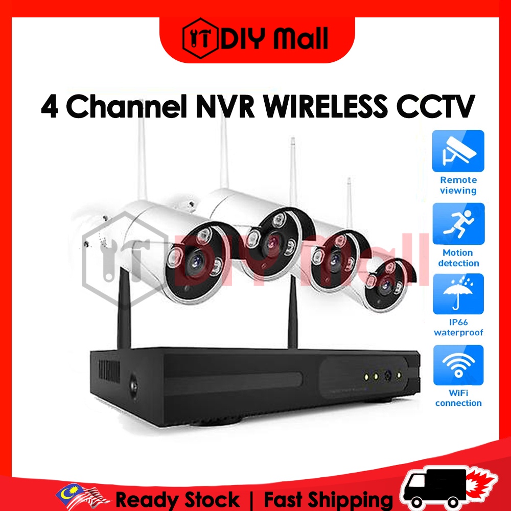 DIYMALL 4CH Wireless NVR CCTV Outdoor FULL HD 1296P IP Camera 4 Channel CCTV Security Cameras ...