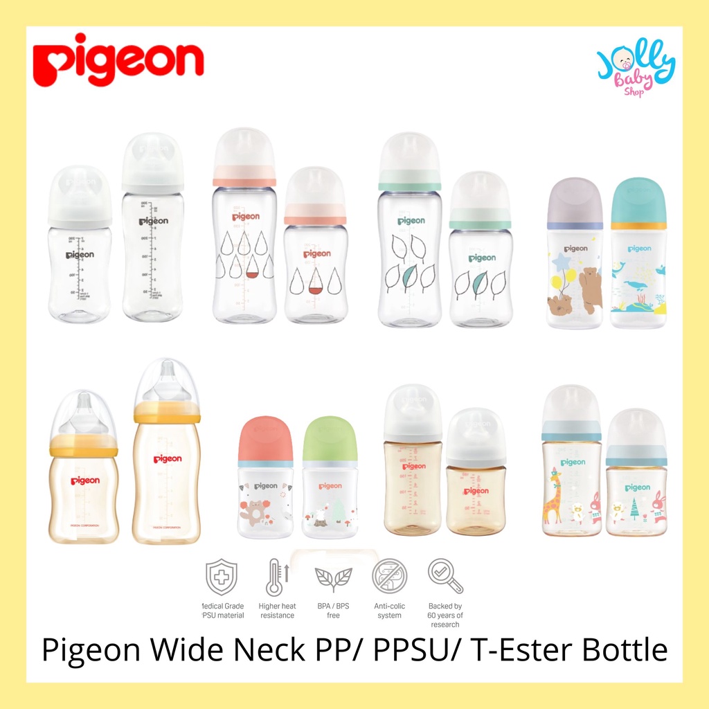 Original Pigeon Softouch Wide Neck PP/ PPSU/ T-Ester Bottle 160ml/200ml/240ml/330ml | Shopee ...