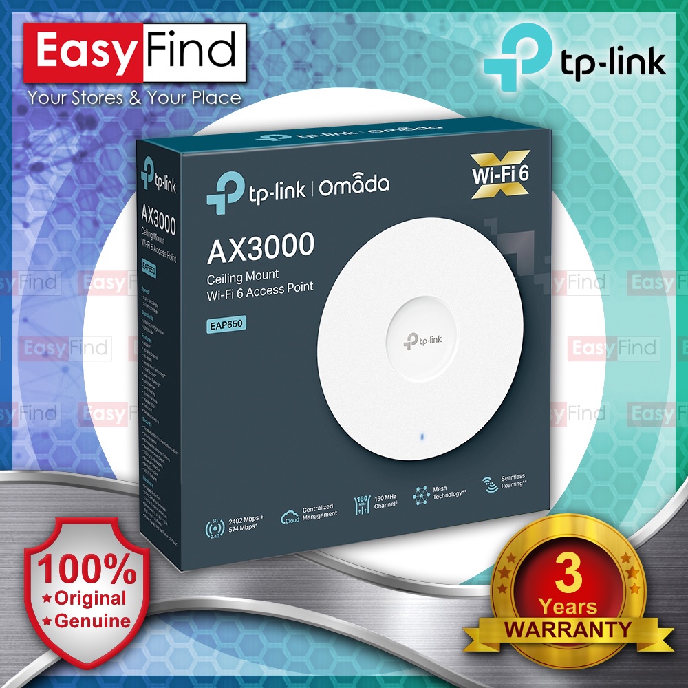 TP-Link EAP650 AX3000 Wireless Dual Band Multi-Gigabit Ceiling Mount ...