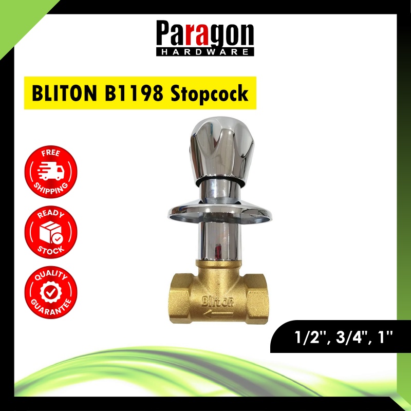 BLITON B1198 Stopcock 1/2'' / 3/4" /1''(O) 圆铜士多咯 Stop Valve Water Valve ...