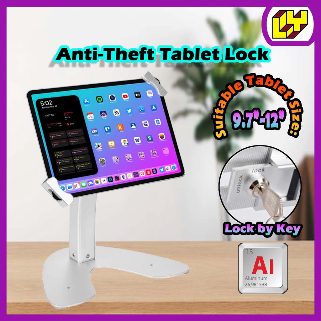 Tablet Lock Stand 10 inch Anti-theft 13" Tablet Holder with key Tablet ...
