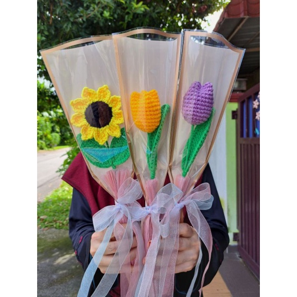 HANDMADE CROCHET | TULIP BOUQUET | SUNFLOWER BOUQUET | BUNGA KAIT ...