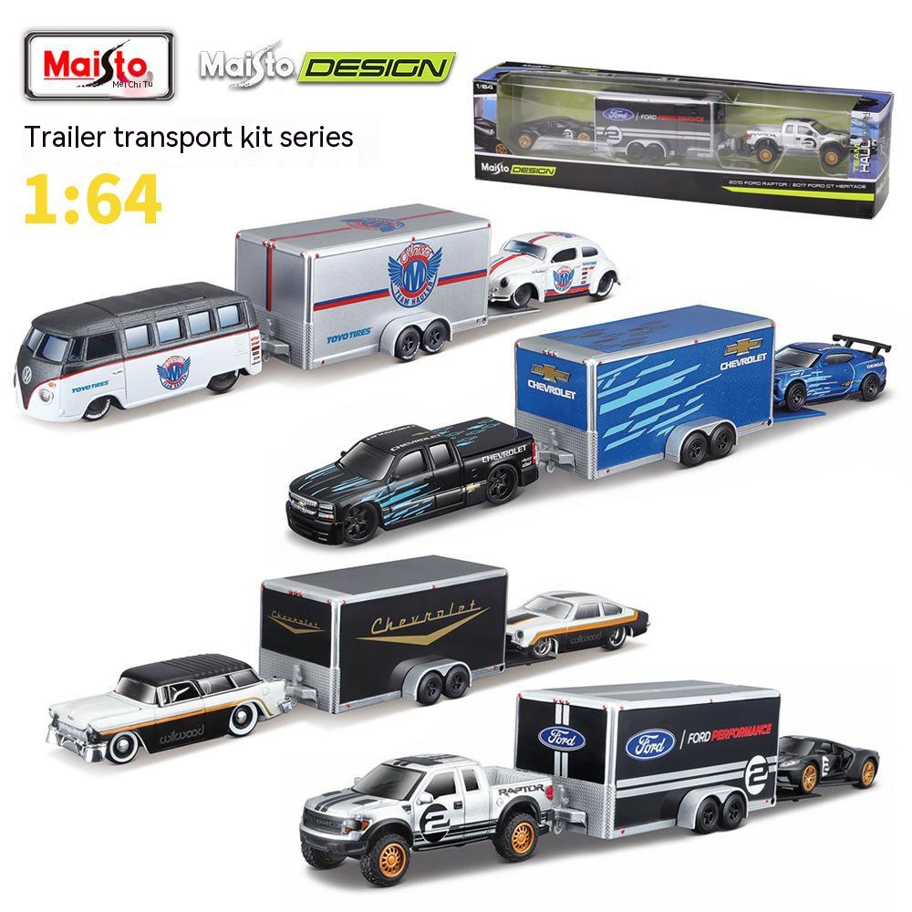 Maisto 1:64 Design Team Haulers Volkswagen Van Samba Car Trailer ...