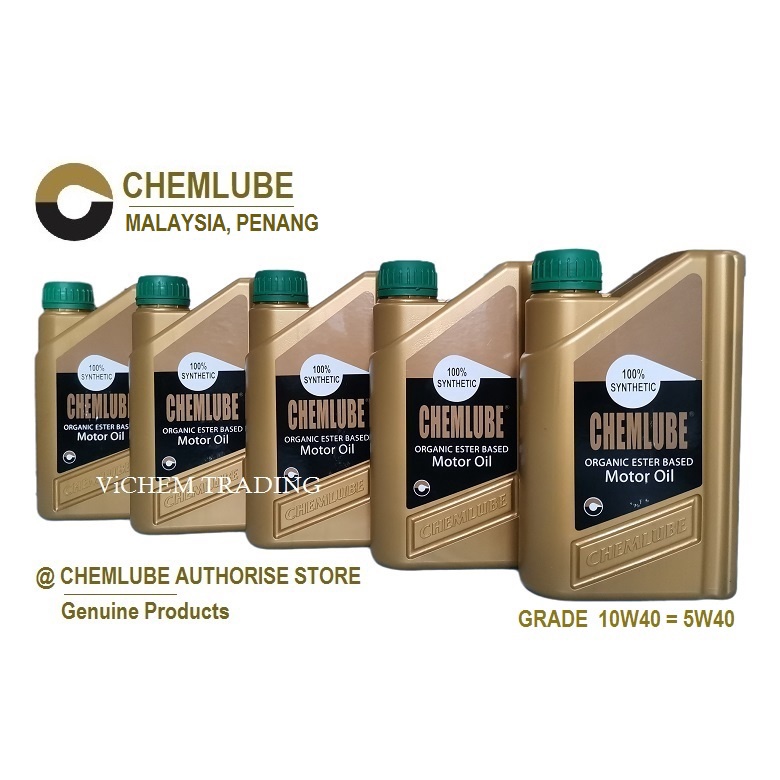 CHEMLUBE 10W40 / 5W40 ~ 100% Synthetic Motor Oil (Bundle of 5 Bottles X 0.946 Litre) | Shopee ...