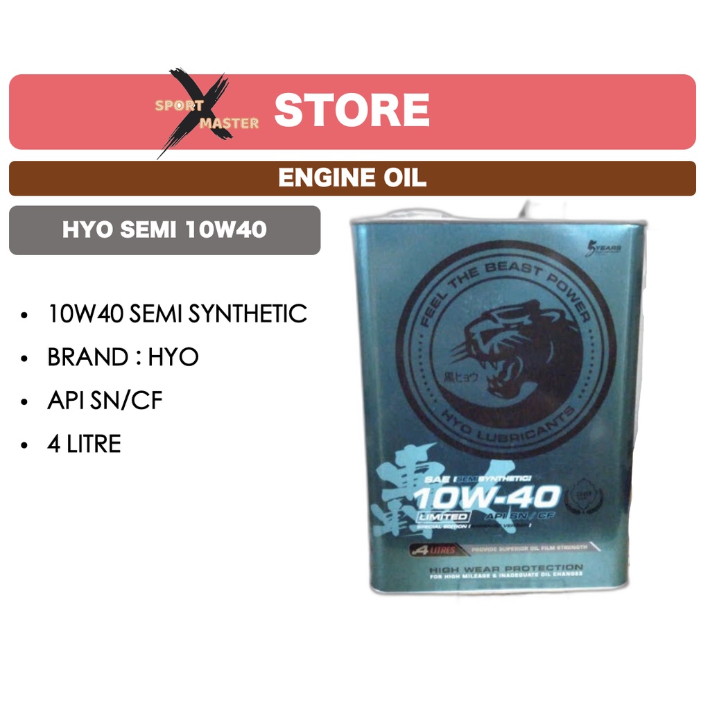 HYO Semi Synthetic SAE 10W40 Engine Lubricants Oil 4 Litre / Minyak ...