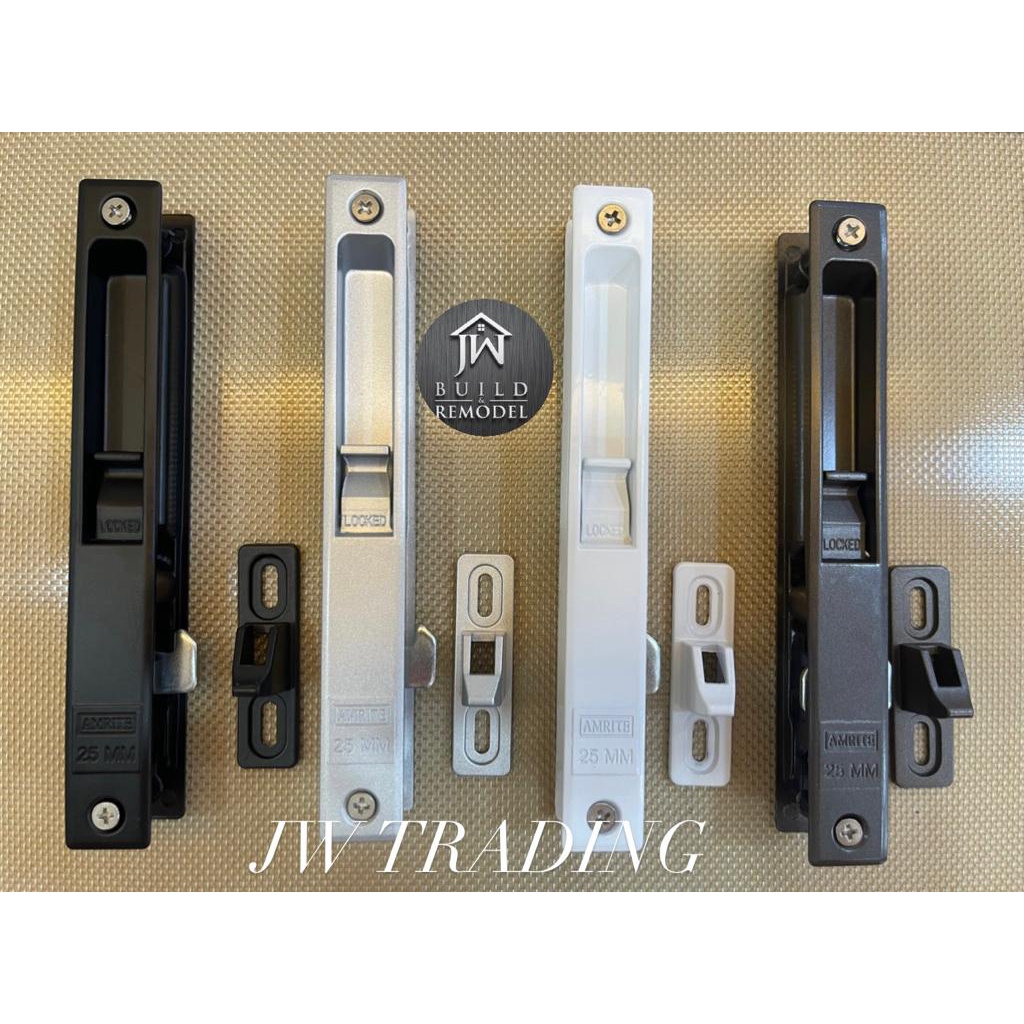 25mm A5 Aluminium Sliding Door Lockset without Key (Black /Silver/White ...