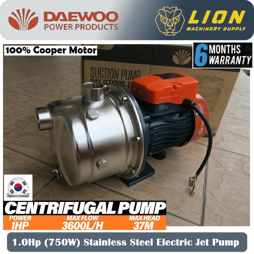 Daewoo/Hyundai 1.0Hp/750W Stainless Steel Self-Priming Electric Jet ...