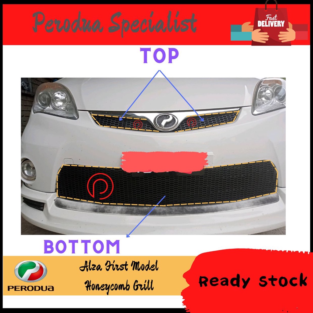 Perodua ALZA FIRST MODEL Honeycomb Grill / Grill Honeycomb / Ready Cut ...