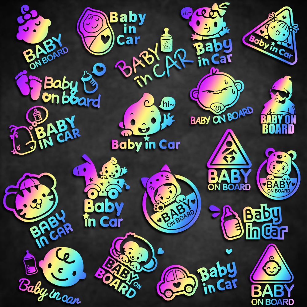 Baby on Board Car Sign Reflective Laser Sticker Baby In Car Sticker ...