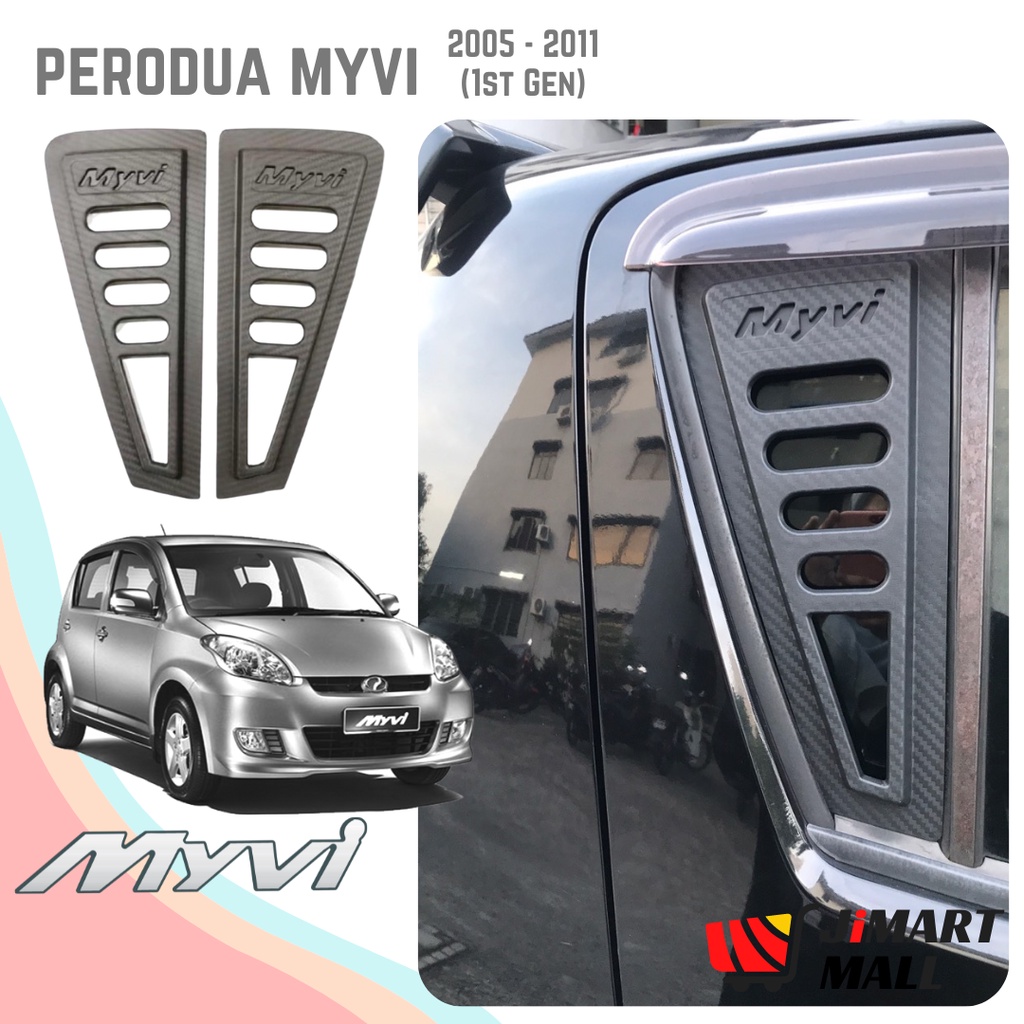 PERODUA MYVI 2007 - 2011 WINDOW COVER CARBON FIBER 2Pcs Protector Rear ...