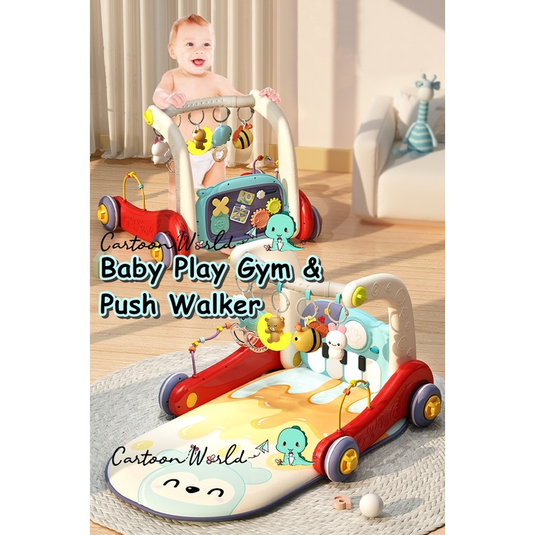 (NEW) 2in1 Baby Gym Push Walker Playgym Playmat Deluxe Kick Play Piano Activity Gym Toddler ...