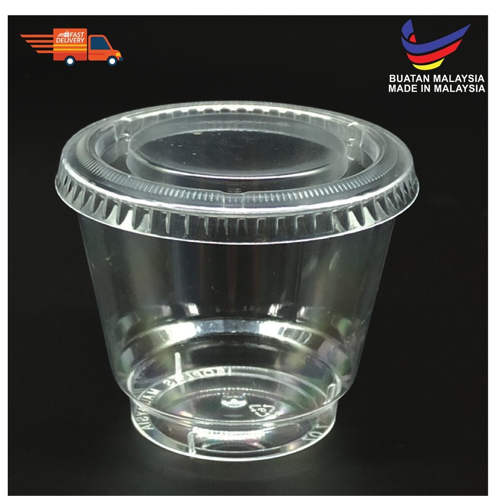 7oz Plastic Pudding Mousse Tiramisu cup with Flat Lid (200ml) - READY ...