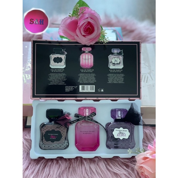 VICTORIA SECRET BOMBSHELL PERFUME GIFT SET 3IN1 3X40ML / VICTORIA SECRET TEASE REBEL PERFUME EDP ...