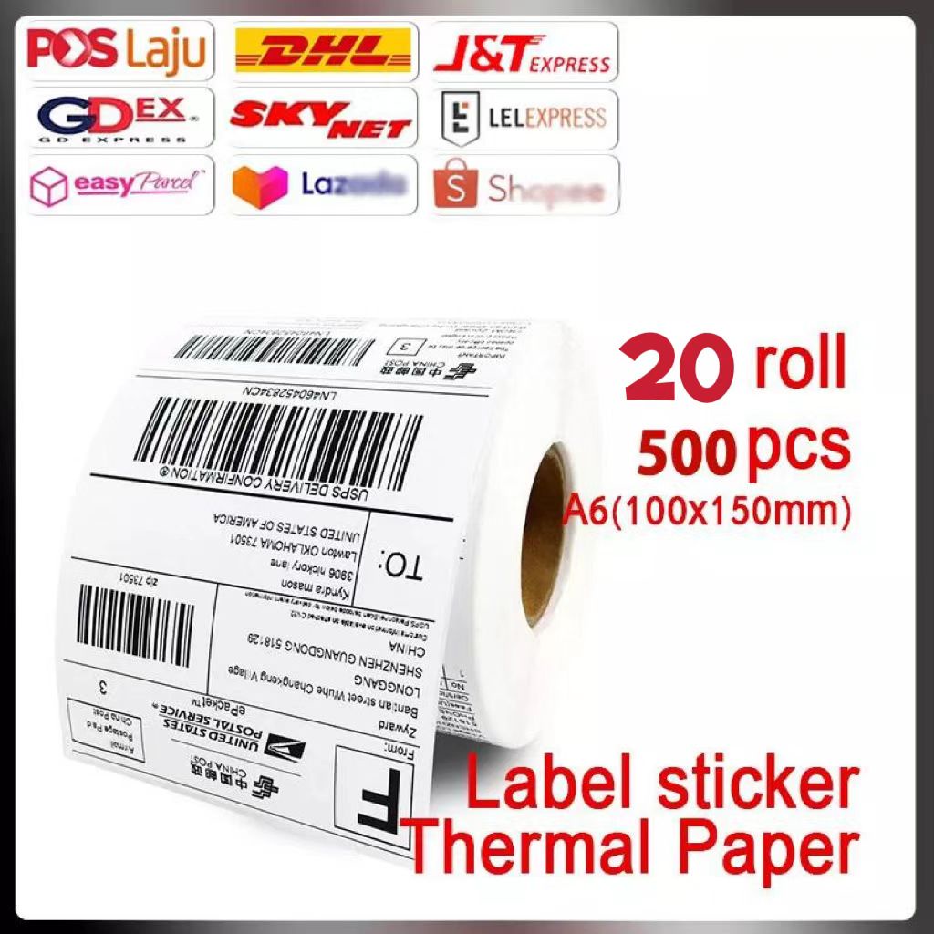 MF LABEL A6Thermal Sticker Thermal Paper Shopee Waybill Shipping Label ...