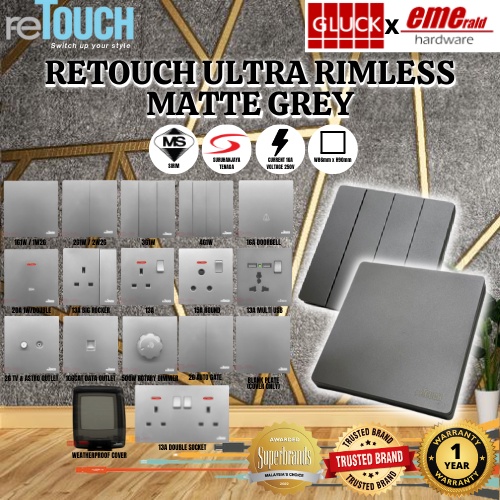 RETOUCH Ultra Rimless Switch Series RUMAH 1Gang 2 Gang 3 Gang 4 Gang ...