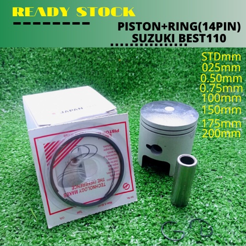Suzuki BEST110 - 【JP】Piston + Ring (Set) (Pin 14mm) (STD 54mm/0.25/0.50 ...