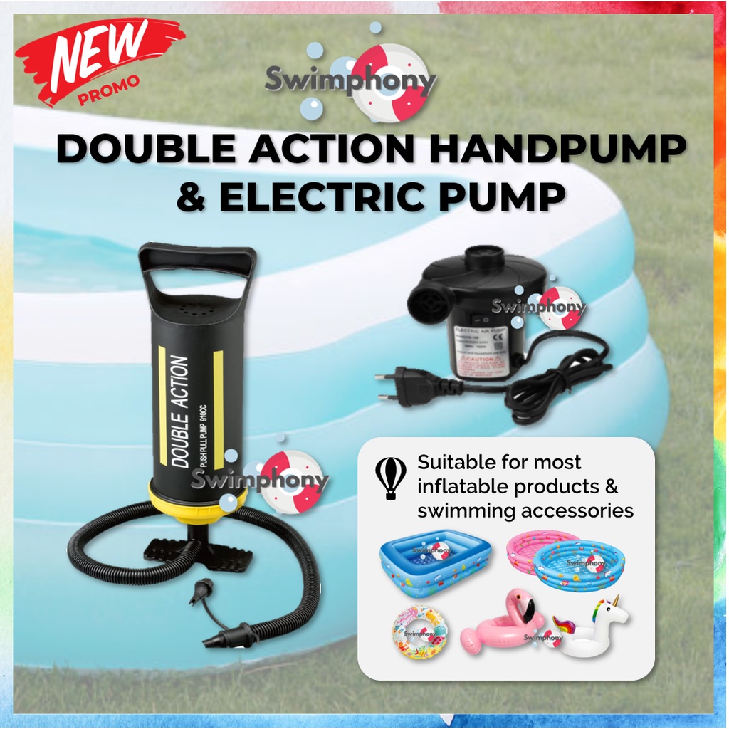 Double Quick Hand Pump & Electric Pump for Inflatable pools/floats ...
