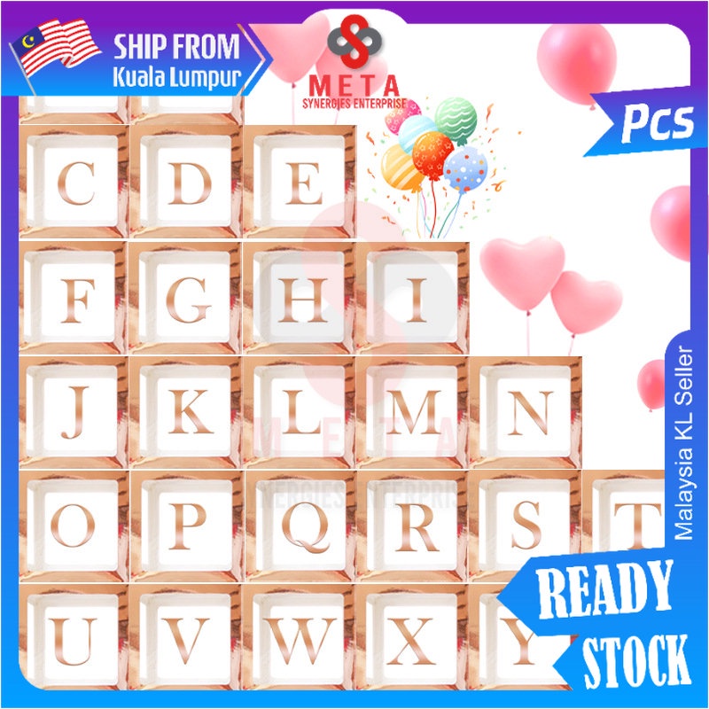 30*30cm Rose Gold Color Decoration Birthday Party Alphabet Transparent ...