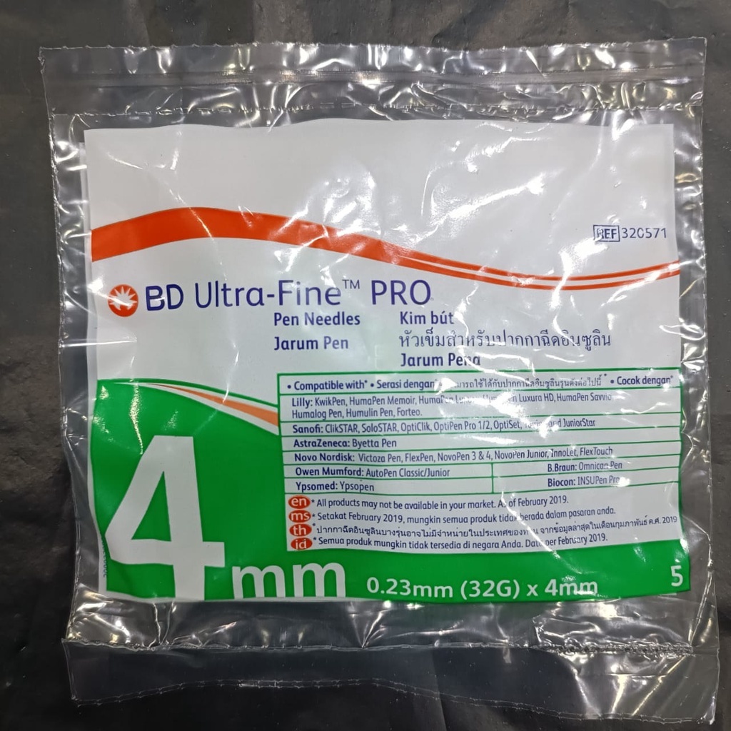 BD Ultra-Fine Pro Pen Needles Short Needles 0.23mm ( 32G ) x 4mm ( 5s ...