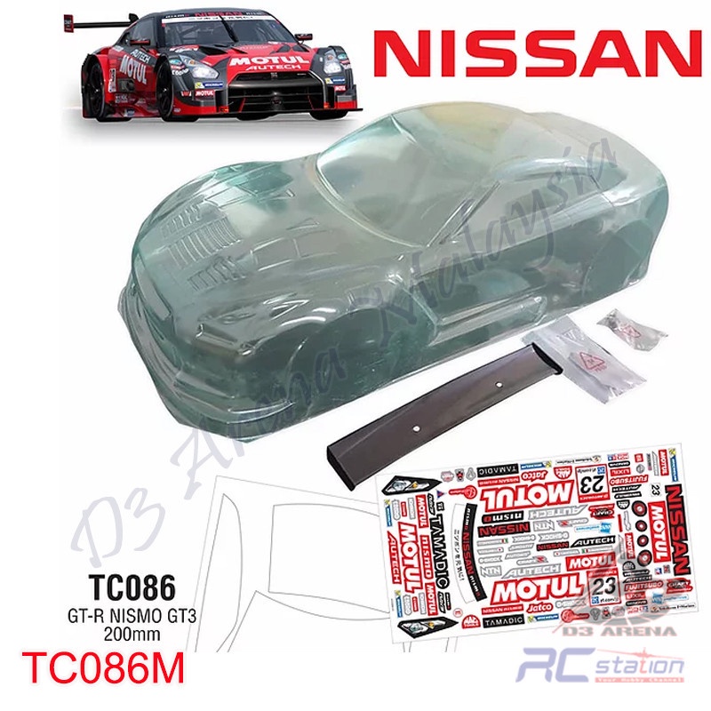 Team C Body Shell 1/10 Clear Body TC086 Nissan GTR Nismo GT3 (Width ...