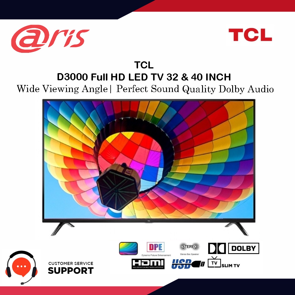 TCL D3000 FHD LED TV 32" & 40" ART Slim | Super Narrow Bezel | Wide Viewing Angle| Perfect Sound ...