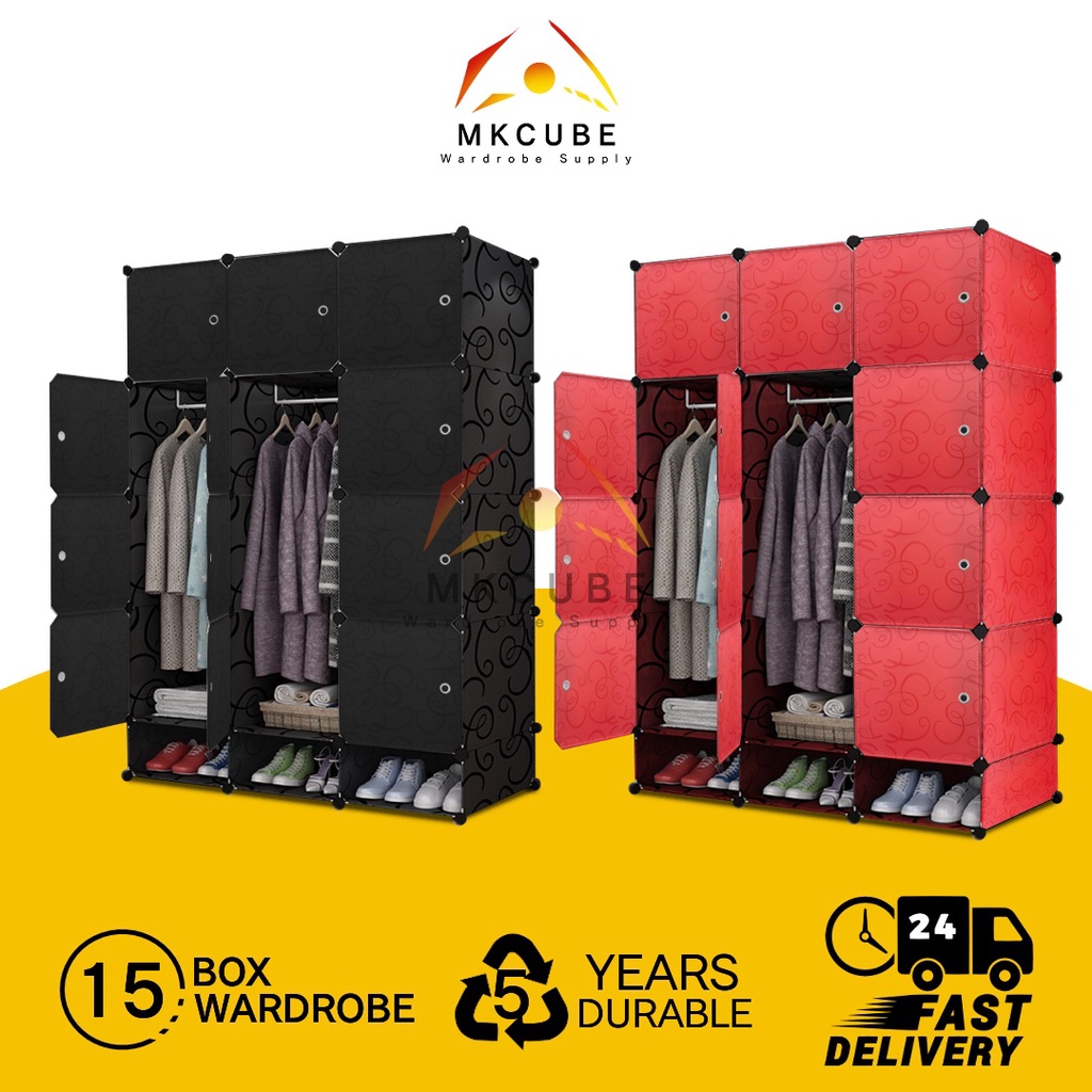 Cabinet DIY 12 Cube Wardrobe Storage Cabinet - Black/Red/Purple/White ...