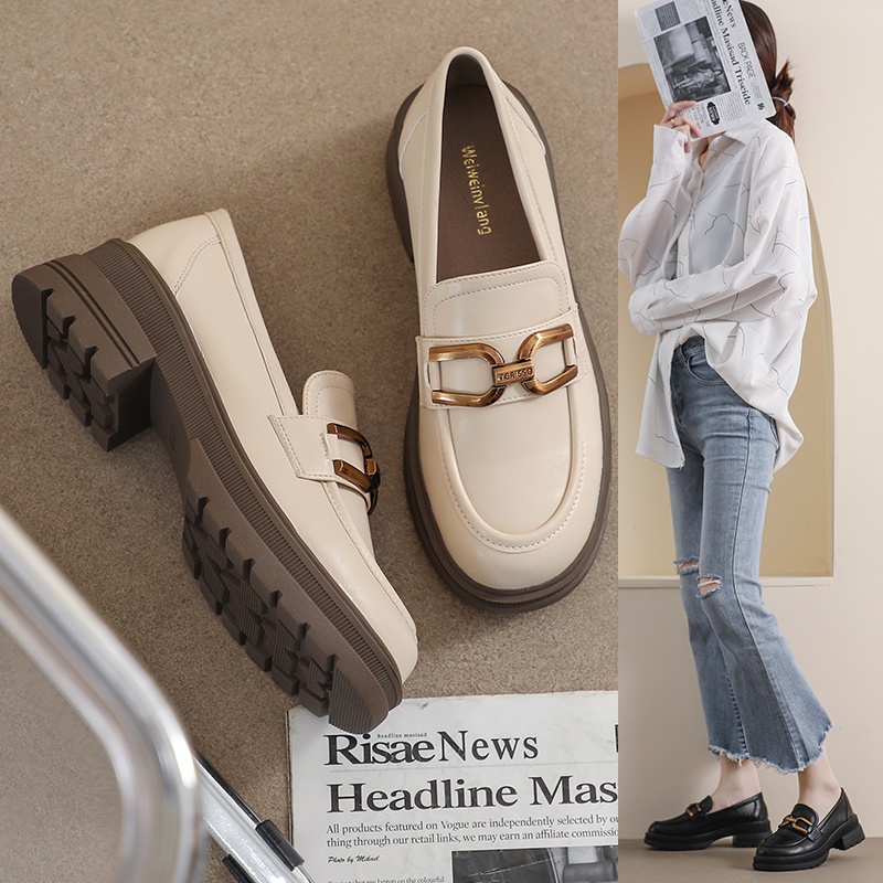 Thick Soled Lefu Shoes Women's New British Style Small Leather Shoes ...