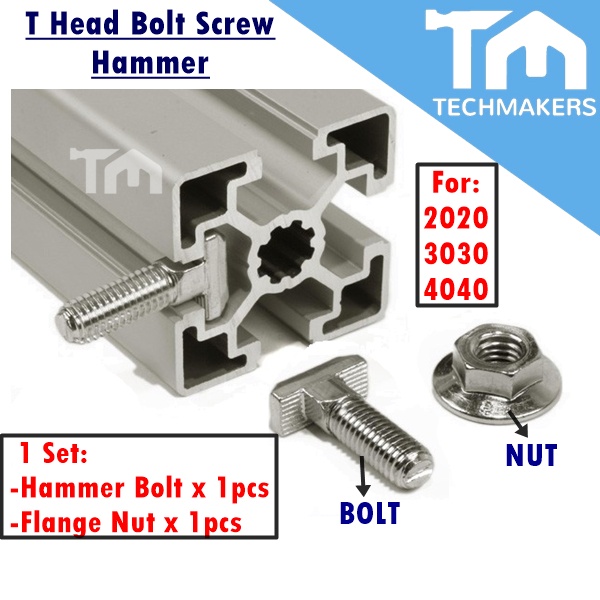 1 Set (Bolt and Nut) T Head Bolt Screw Hammer Head Screw For EU 2020 ...