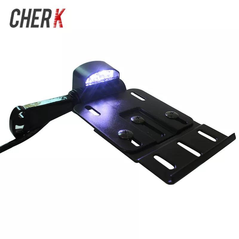 Cherk Motorcycle Telescopic Folding LED Light Side Mount License Plate ...