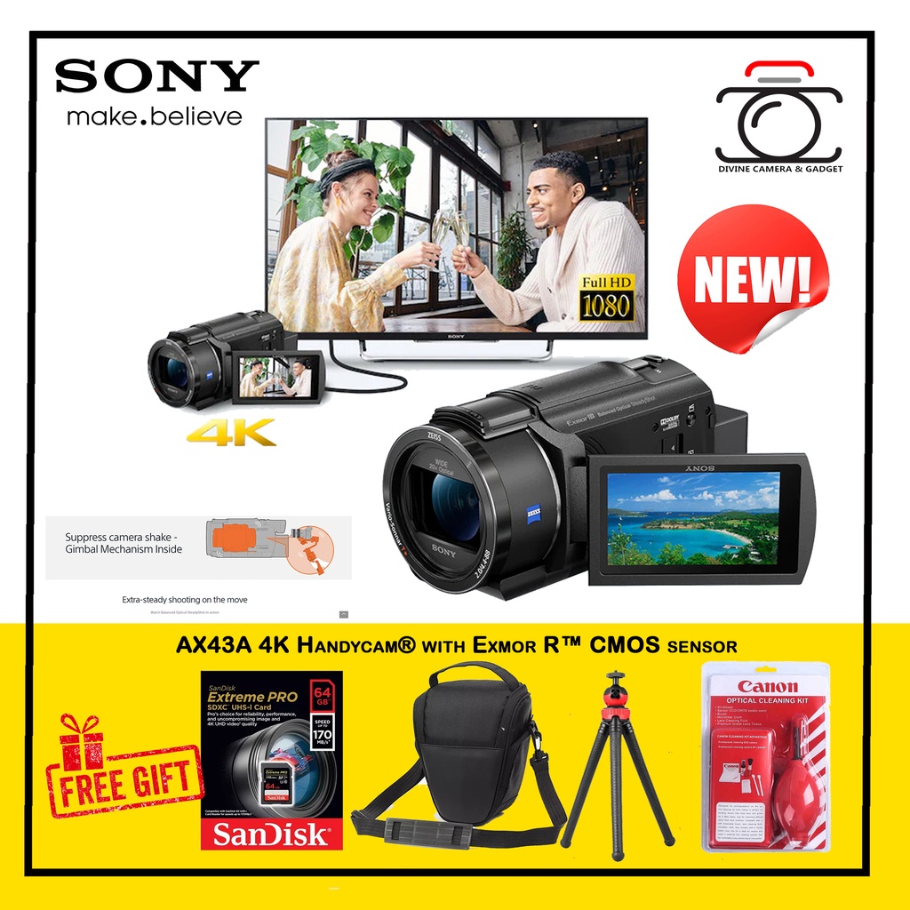 SONY AX43A 4K Handycam® with Exmor R™ CMOS sensor | Shopee Malaysia